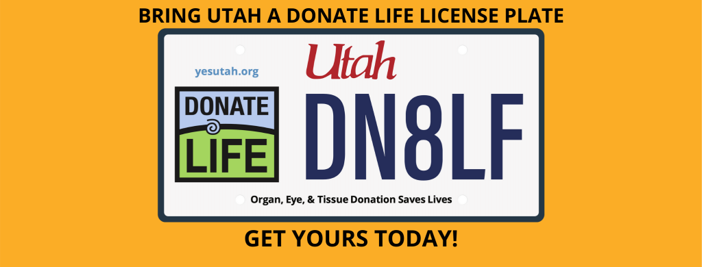 Donate Life License Plate - Yes Utah